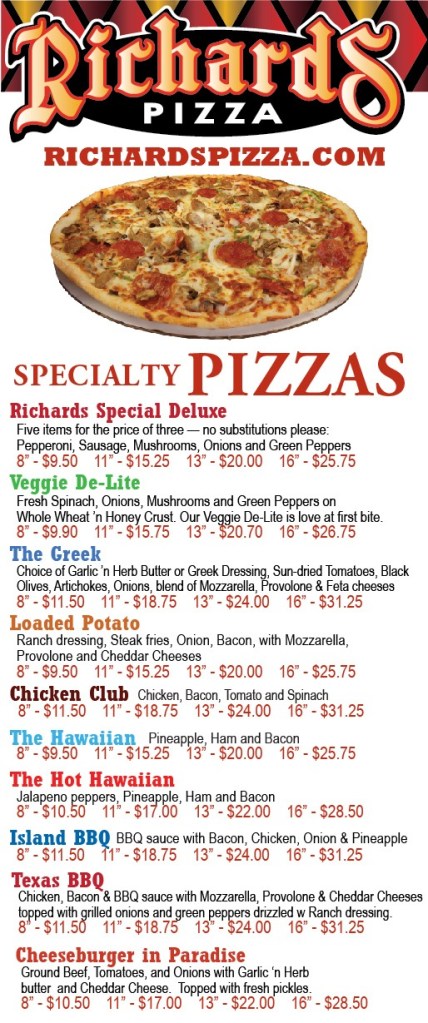 Menu - Richards Pizza