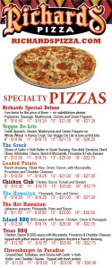 Menu - Richards Pizza