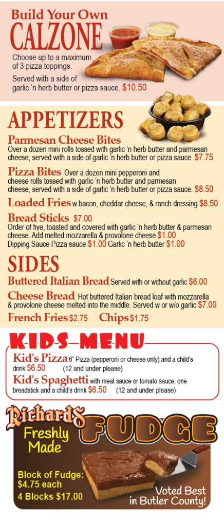 Menu - Richards Pizza